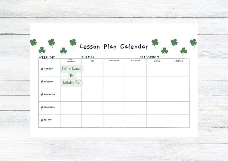 Daycare/preschool/prek/kindergarten/elementary Lesson Plan Template ...