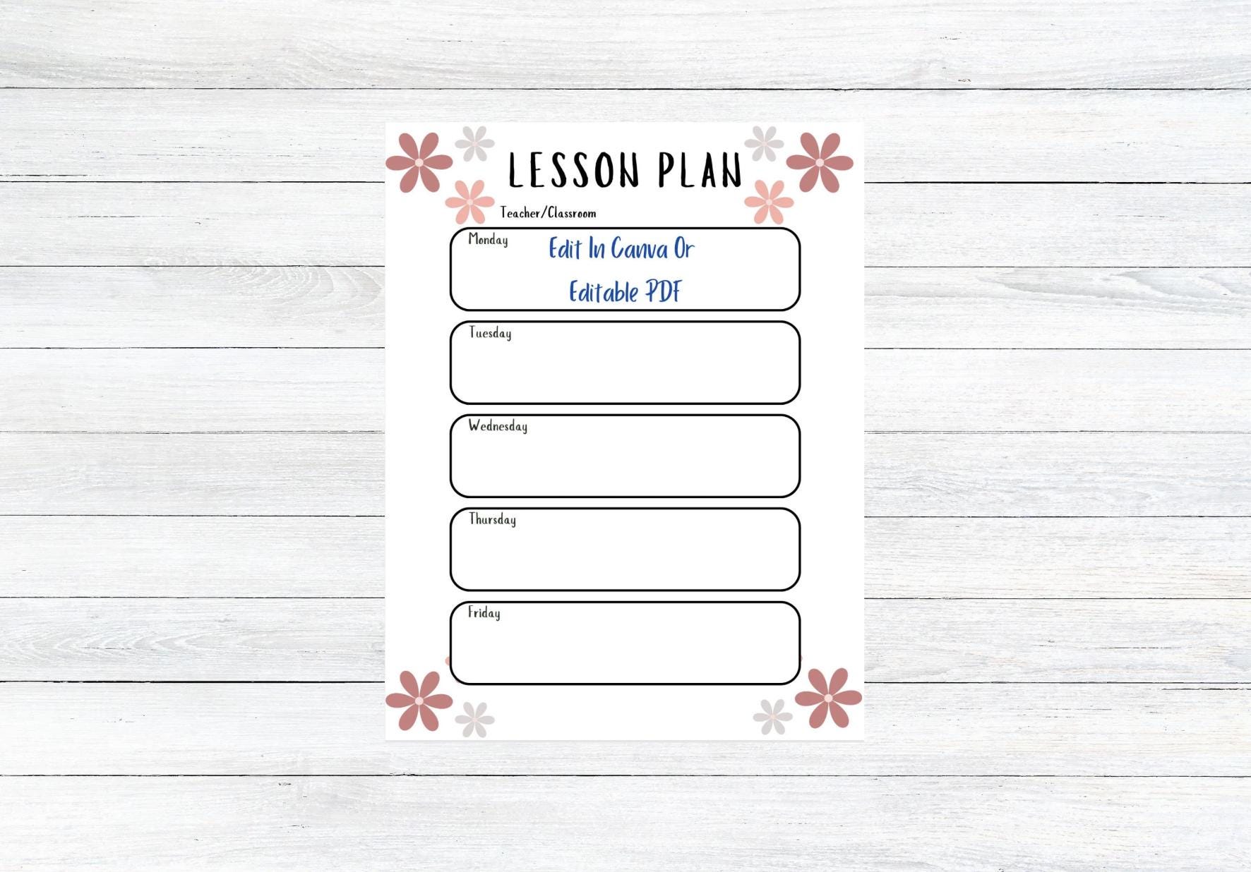 Daycare/preschool/pre~k/kindergarten/elementary Lesson Plan Template ...