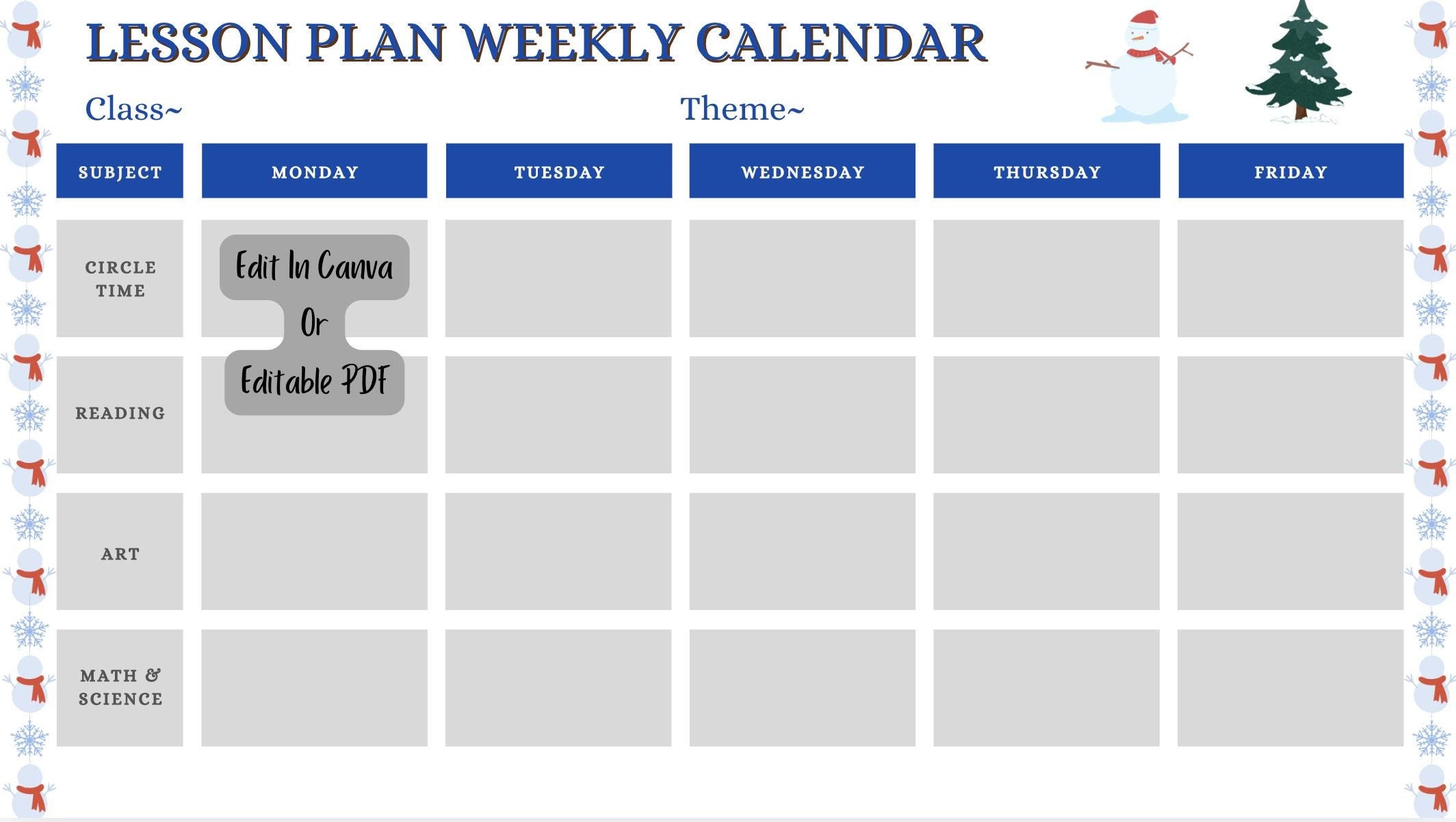 Daycare/preschool/prek/kindergarten/elementary Lesson Plan Template ...