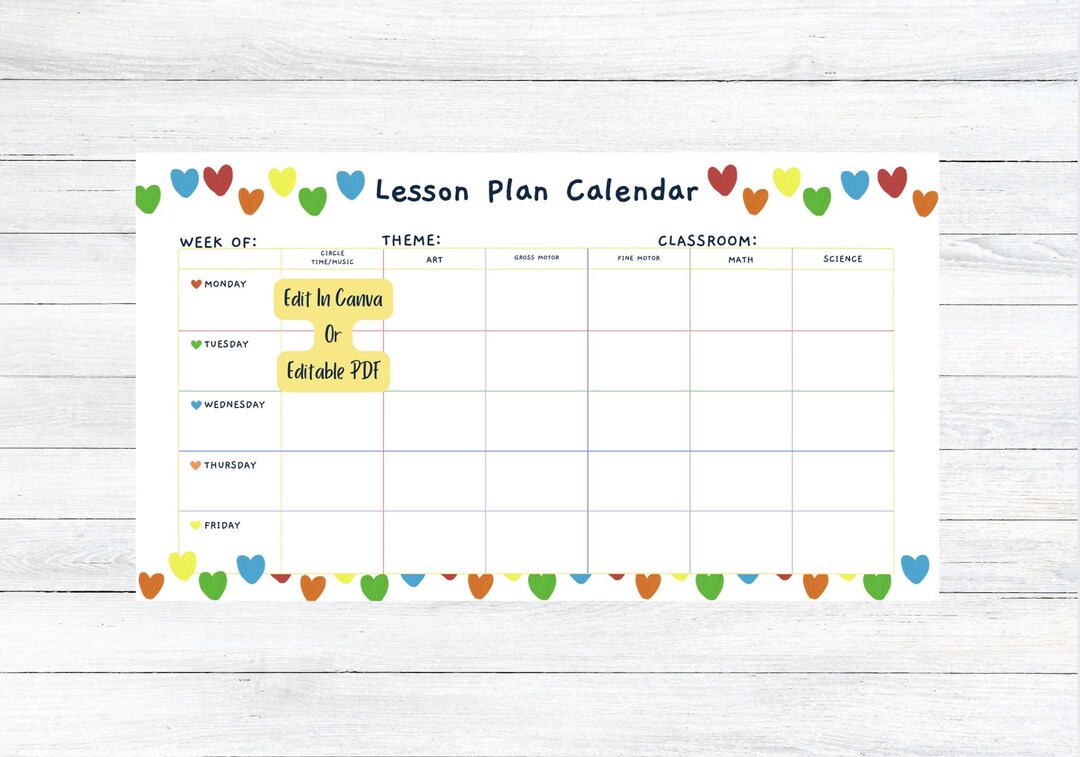 Daycare/preschool/pre~k/kindergarten/elementary Lesson Plan Template ...