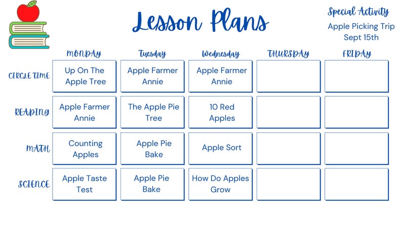 Daycare/preschool/pre~k/kindergarten/elementary Lesson Plan Template ...