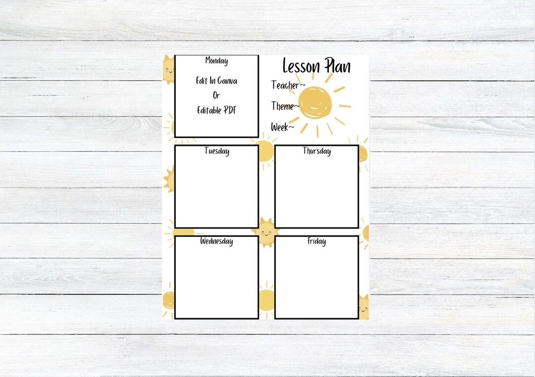 Daycare/preschool/pre~k/kindergarten/elementary Lesson Plan Template ...