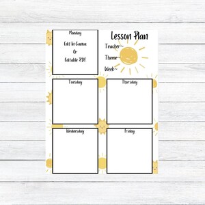 Daycare/preschool/prek/kindergarten/elementary Lesson Plan Template ...