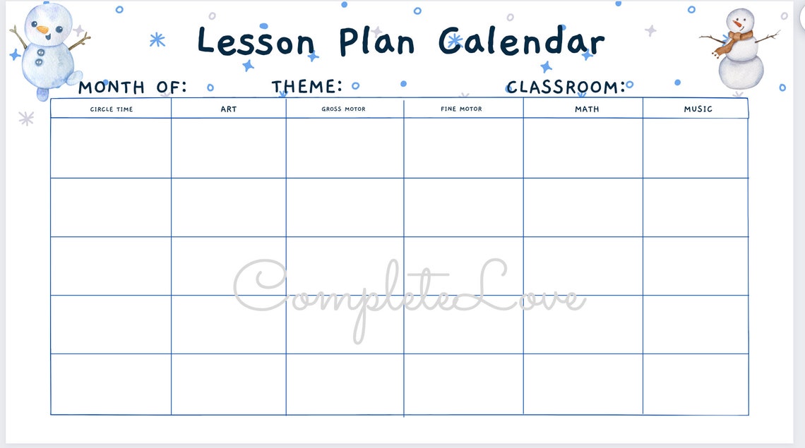Daycare/preschool/pre~k/kindergarten/elementary Lesson Plan Template ...