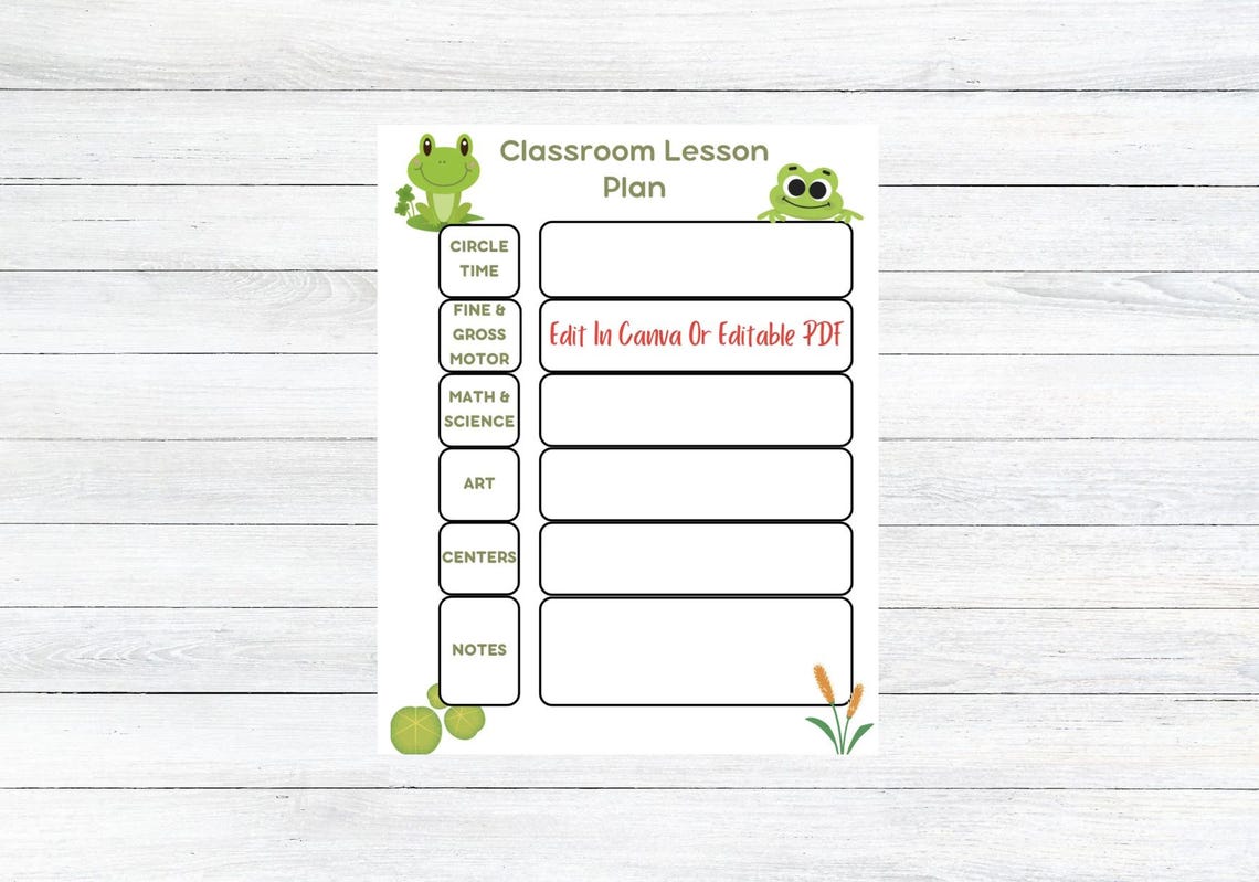 Daycare/preschool/pre~k/kindergarten/elementary Lesson Plan Template ...