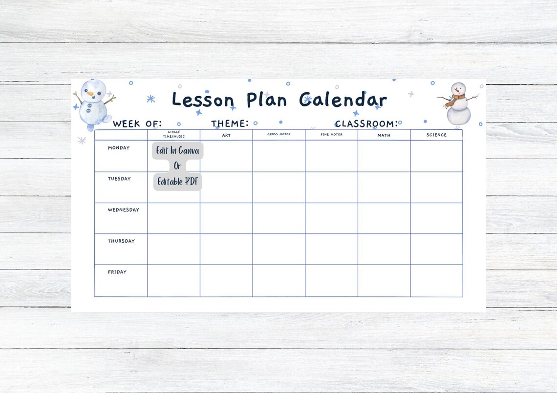 Daycare/preschool/pre~k/kindergarten/elementary Lesson Plan Template ...
