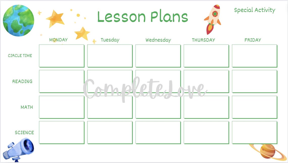 Daycare/preschool/prek/kindergarten/elementary Lesson Plan Template ...