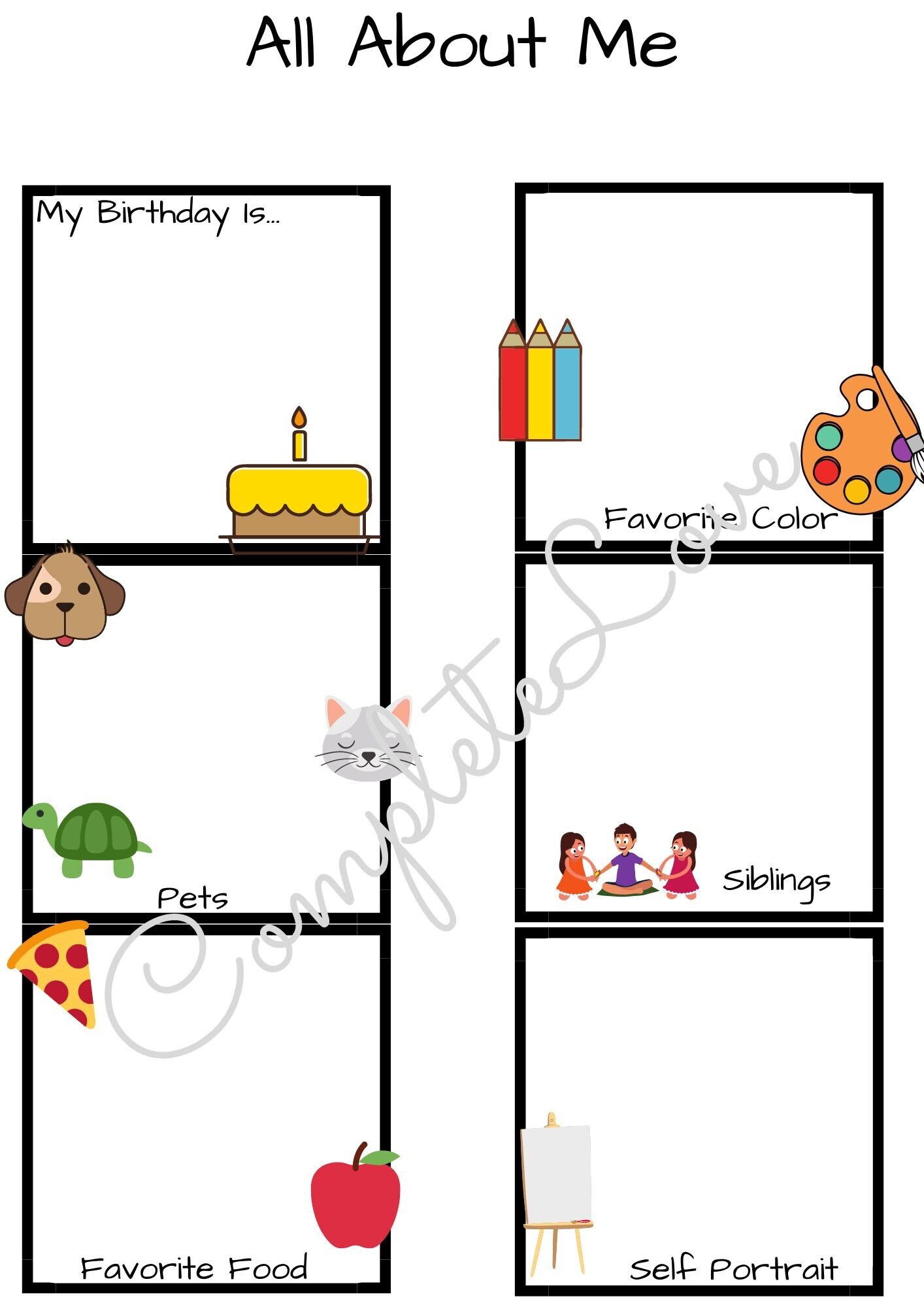 Daycare, Preschool, Elementary "all About Me" Activity Sheet, Great ...