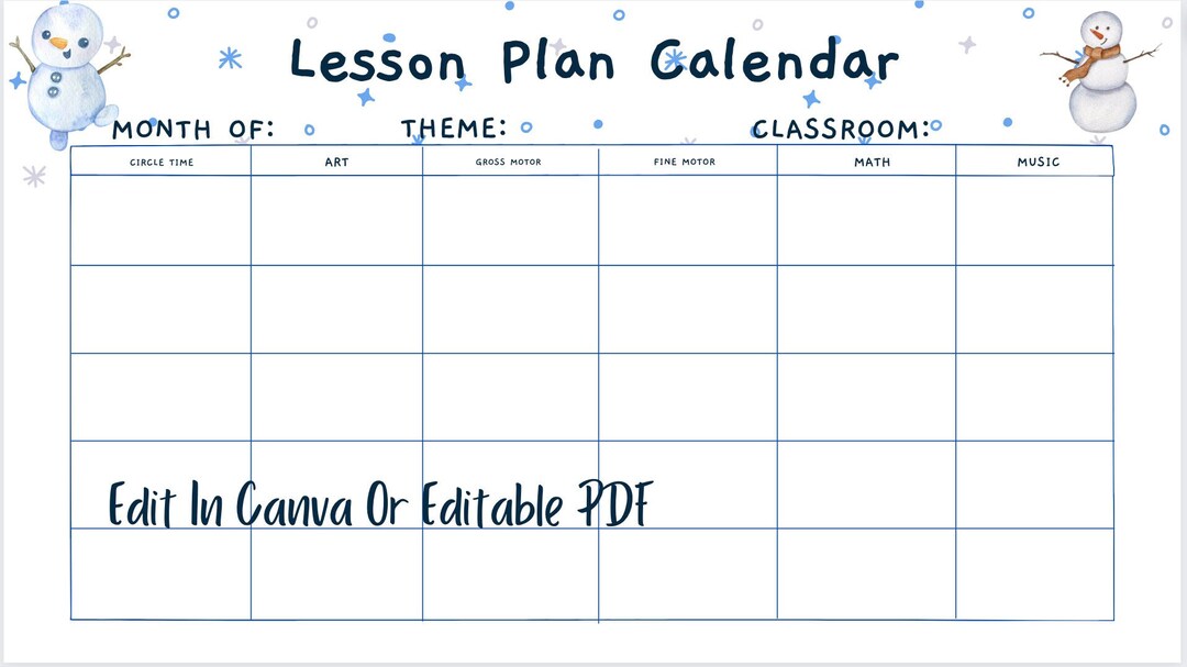 Daycare/preschool/prek/kindergarten/elementary Lesson Plan Template ...
