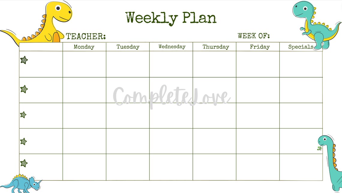 Dinosaur Weekly Lesson Plan Template: Editable PDF & Canva - Etsy