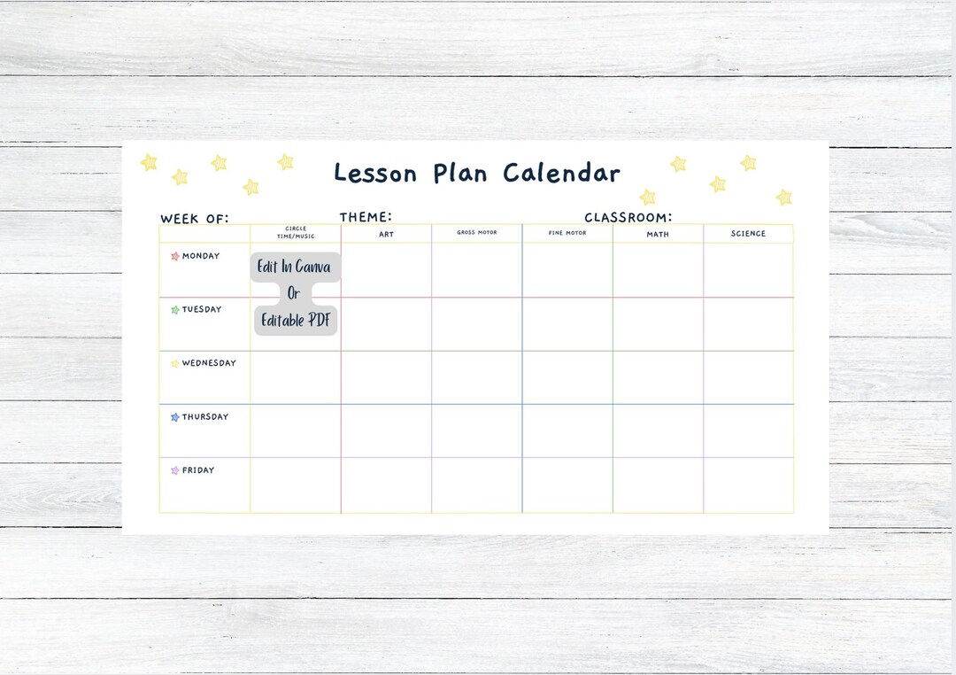 Daycare/preschool/pre~k/kindergarten/elementary Lesson Plan Template ...