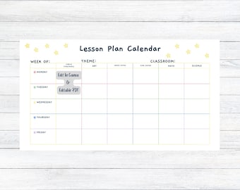 Editable Lesson Plan Template | Digital Print | Teacher Planner ...
