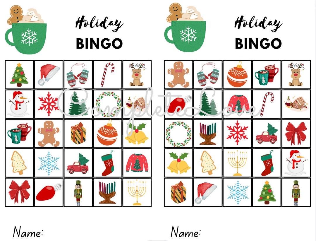 Holiday Bingo, Printable PDF, 10 Different BINGO Cards, Daycare, Pre-k ...