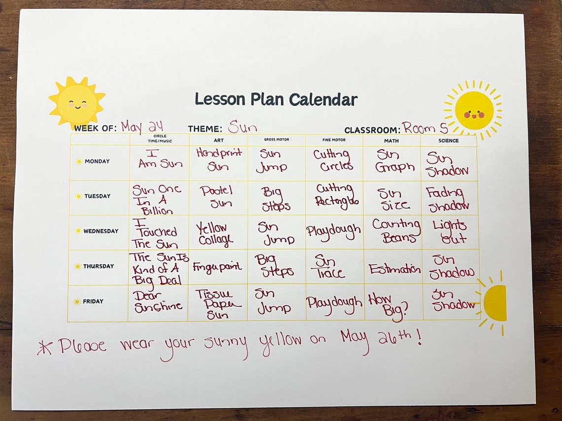 Daycare/preschool/pre~k/kindergarten/elementary Lesson Plan Template ...