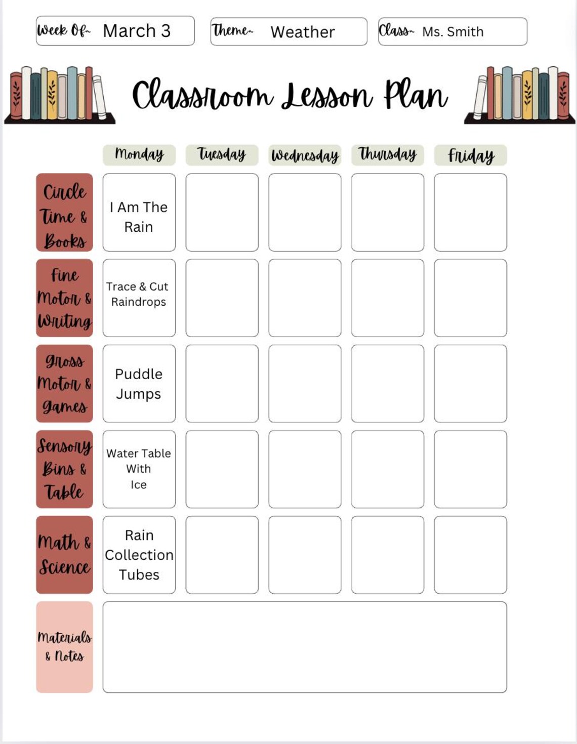 Daycare/preschool/pre~k/kindergarten/elementary Lesson Plan Template ...