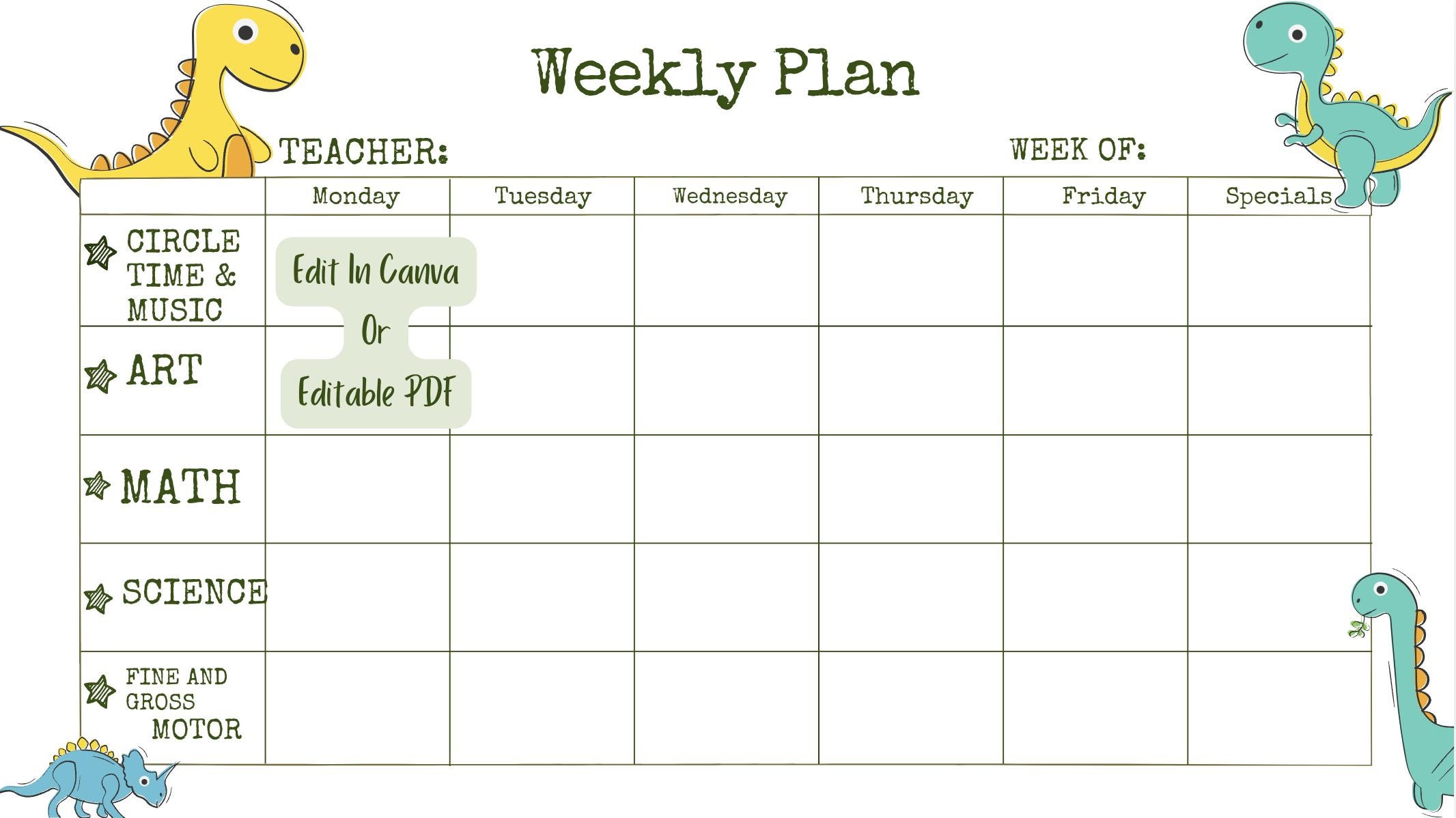 Daycare/preschool/pre~k/kindergarten/elementary Lesson Plan Template ...