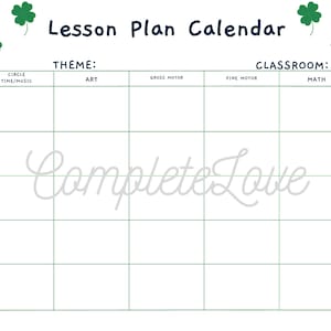 Daycare/preschool/pre~k/kindergarten/elementary Lesson Plan Template ...