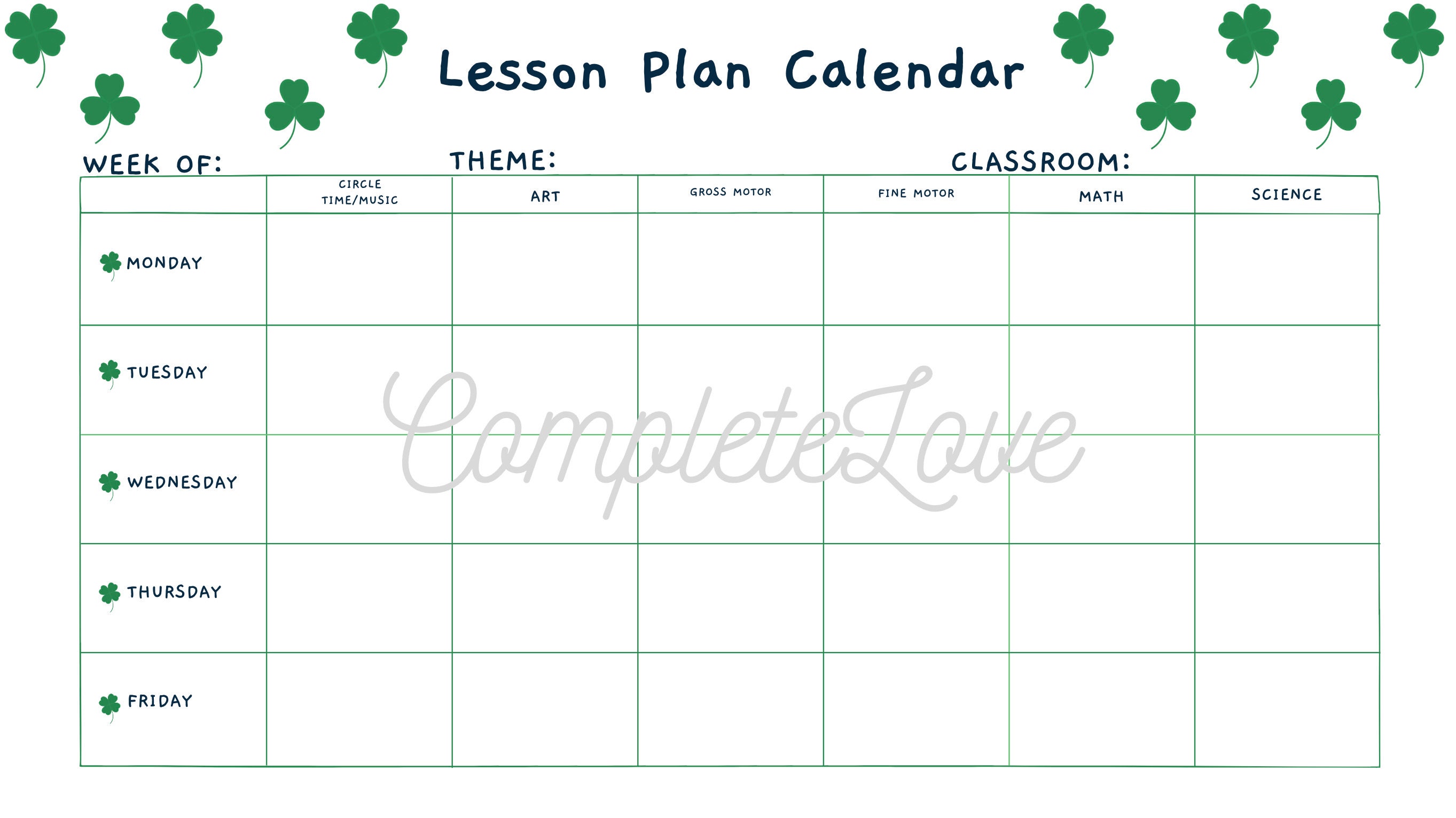 Daycare/preschool/pre~k/kindergarten/elementary Lesson Plan Template ...