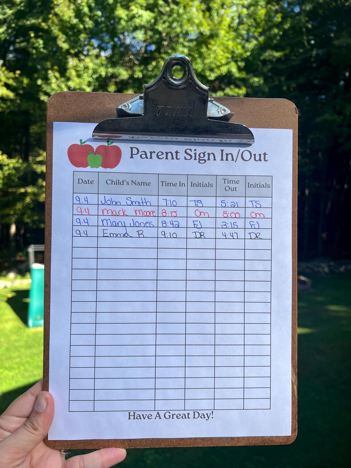 Apple Theme Parent Sign In/out Form (PDF) - Etsy