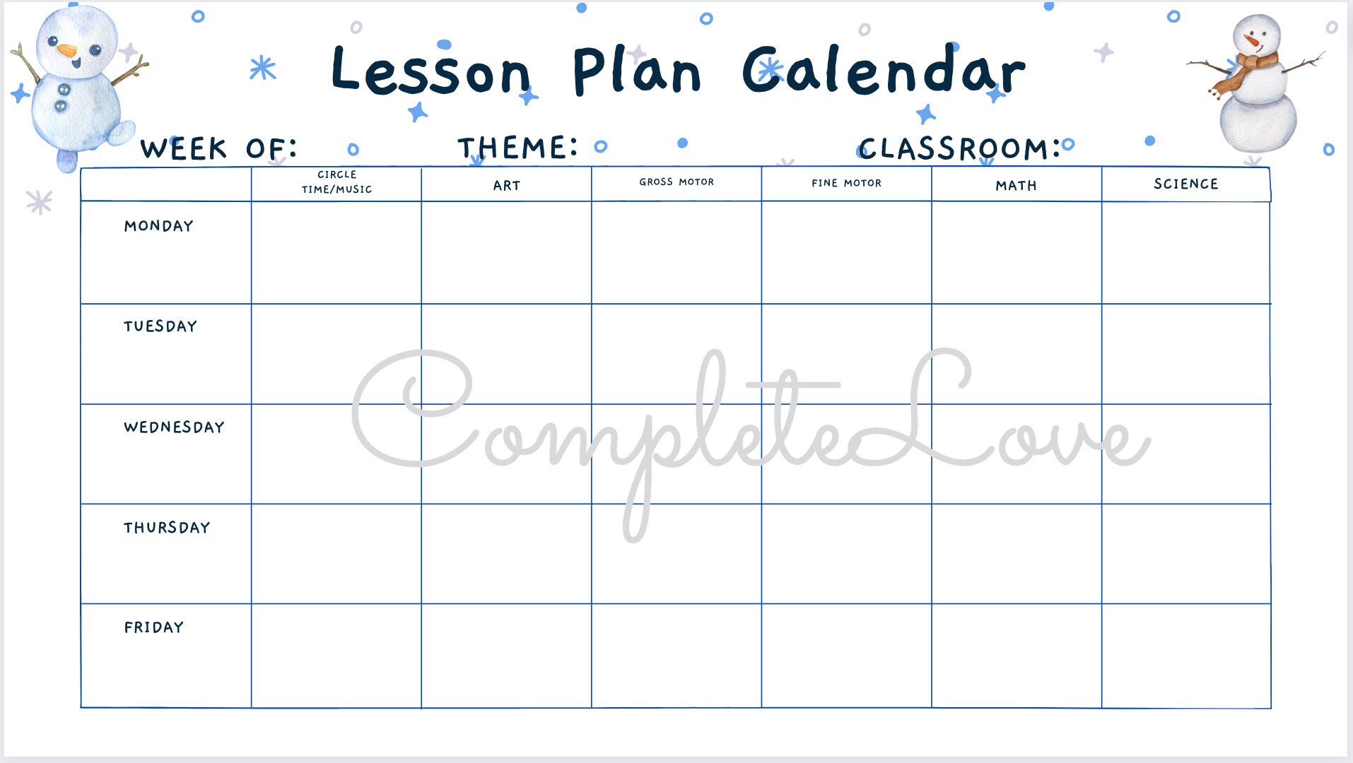 Daycare/preschool/pre~k/kindergarten/elementary Lesson Plan Template ...