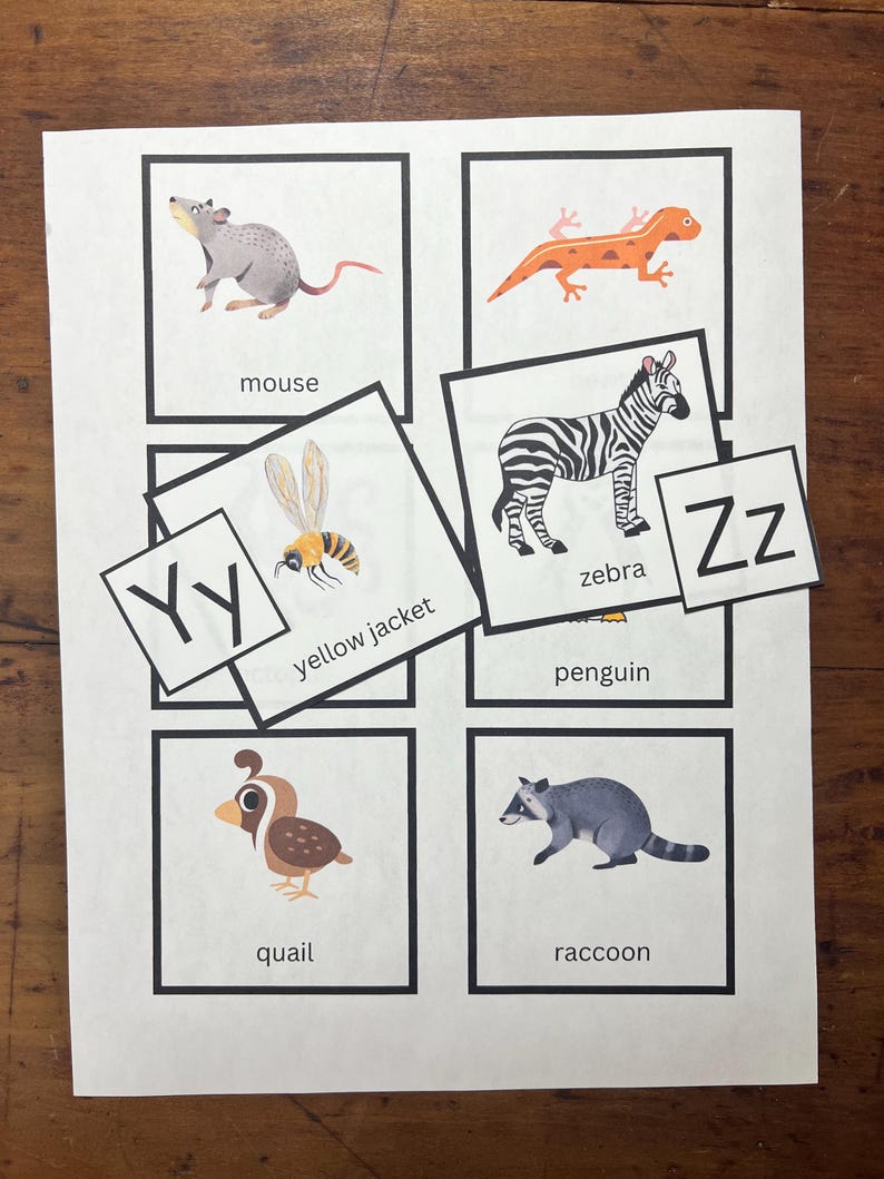 Printable Daycare, Preschool, Early Elementary Animal Alphabet Matching ...