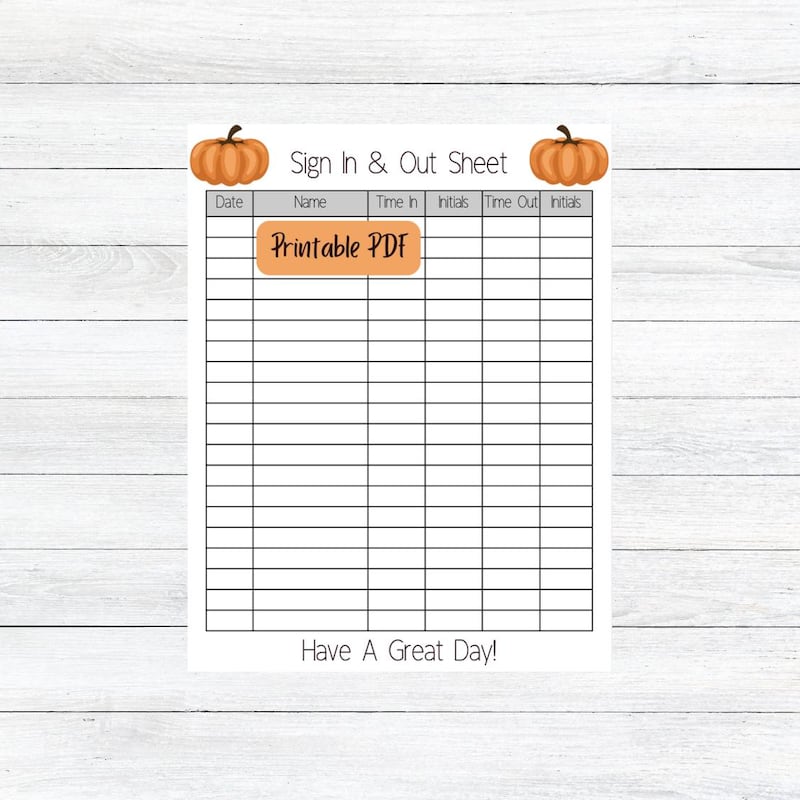 Pumpkin Sign up Sheet - Etsy