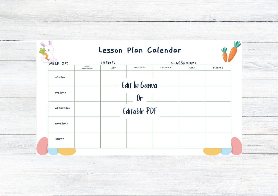 Daycare/preschool/pre~k/kindergarten/elementary Lesson Plan Template ...