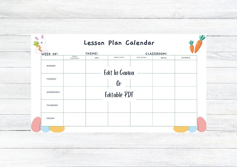 Daycare/preschool/pre~k/kindergarten/elementary Lesson Plan Template ...