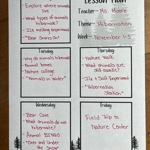Forest Lesson Plan Template: Weekly Planner, Editable PDF & Canva - Etsy