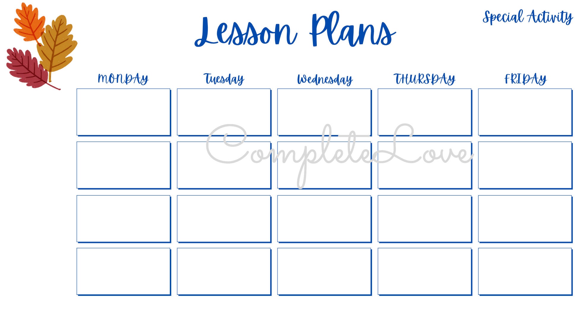 Fall Leaves Lesson Plan Template: Weekly Planner, Editable PDF & Canva ...