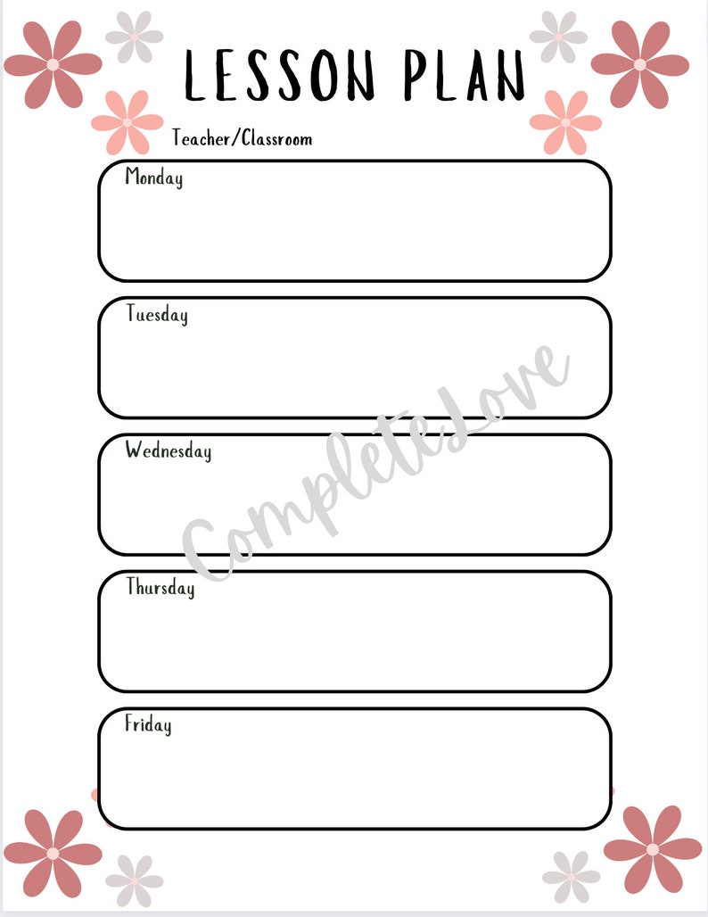 Daycare/preschool/pre~k/kindergarten/elementary Lesson Plan Template ...