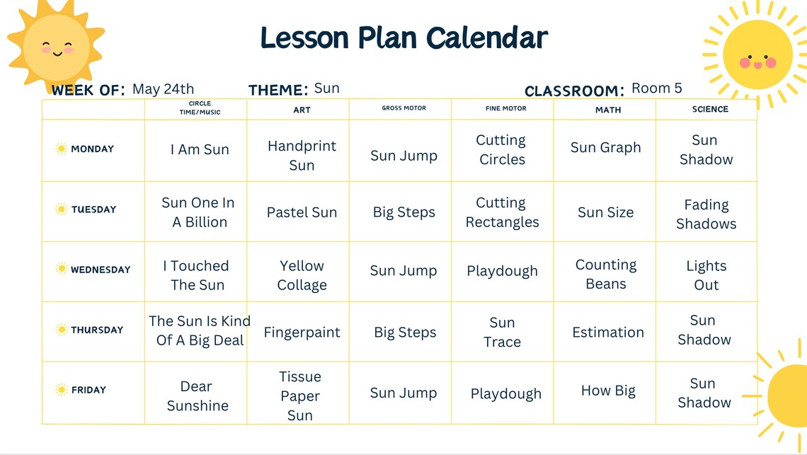 Daycare/preschool/pre~k/kindergarten/elementary Lesson Plan Template ...