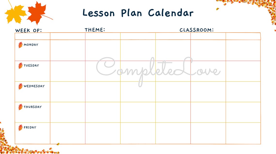 Daycare/preschool/pre~k/kindergarten/elementary Lesson Plan Template ...