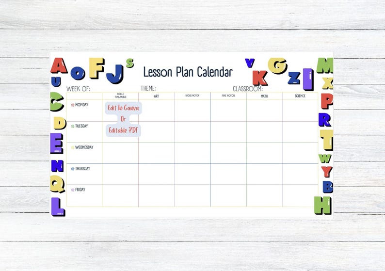 Daycare/preschool/pre~k/kindergarten/elementary Lesson Plan Template ...