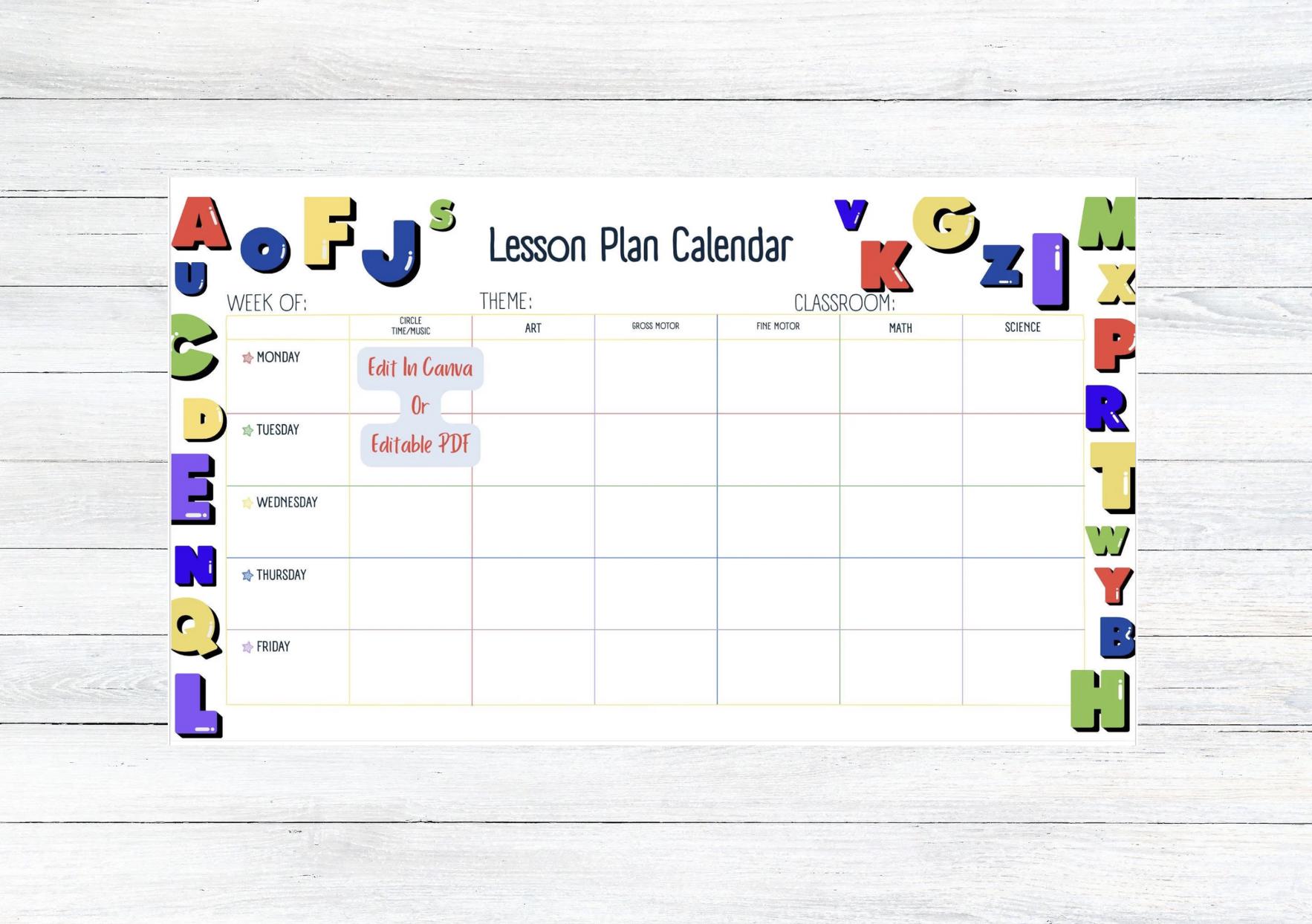Daycare/preschool/pre~k/kindergarten/elementary Lesson Plan Template ...
