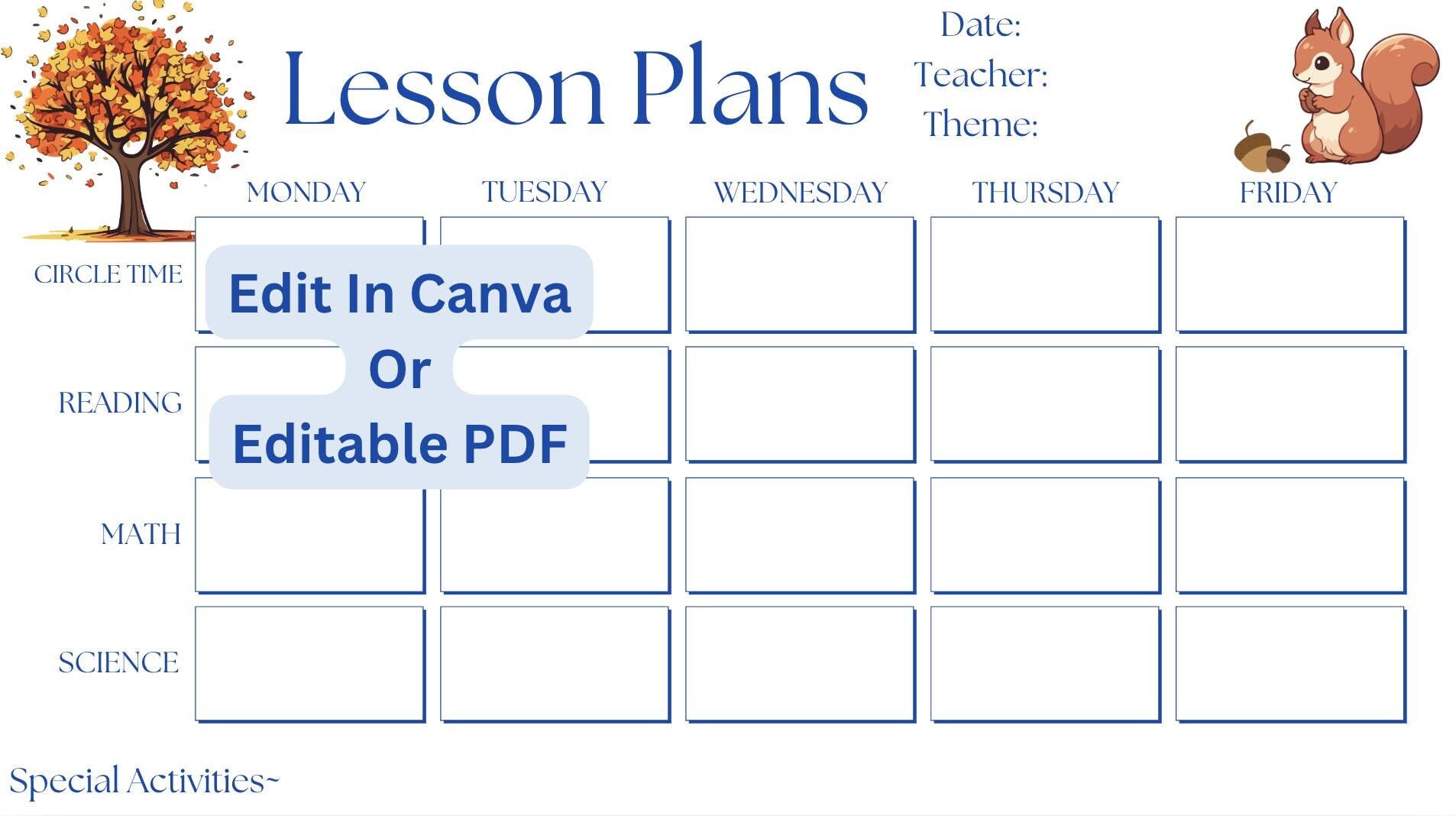 Daycare/preschool/pre~k/kindergarten/elementary Canva & PDF Editable ...