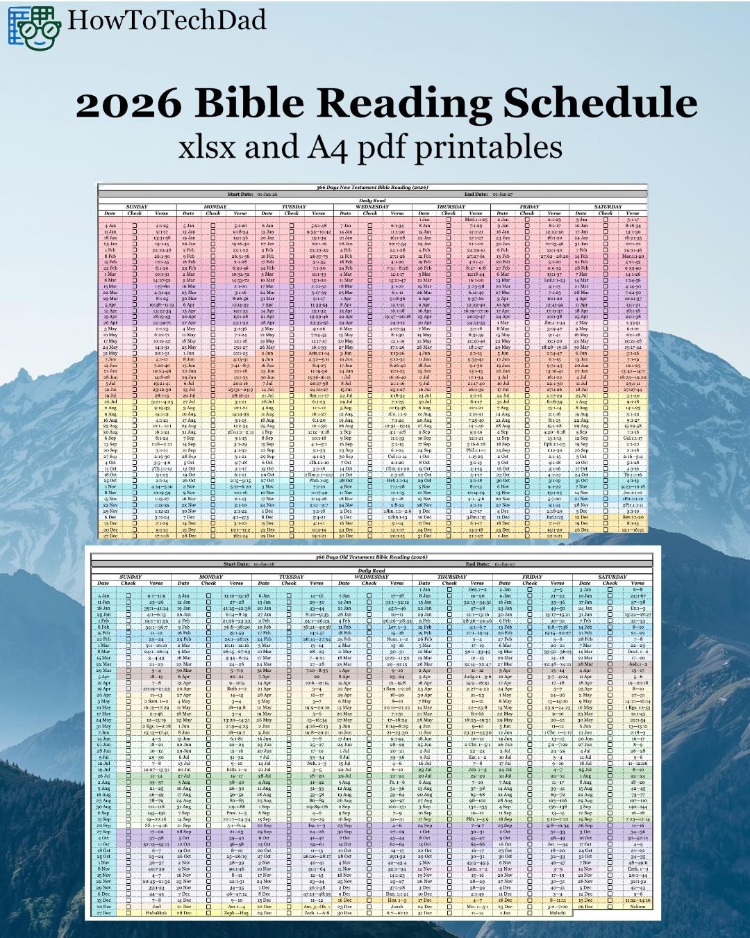 Simple 1 Year Bible Reading Schedule (google Sheet, XLSX, and PDF ...