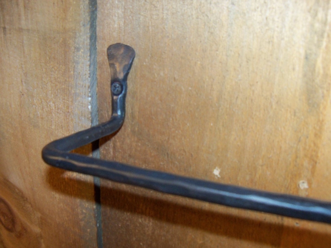 Hand Forged thumbprint Towel Bar Towel Holder Rack Made by Blacksmith ...