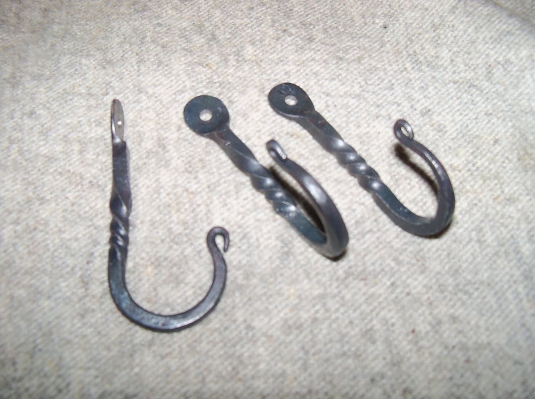 Set of 3 Hand Forged Decorative Hooks With Twist-hang Towels, Coats ...