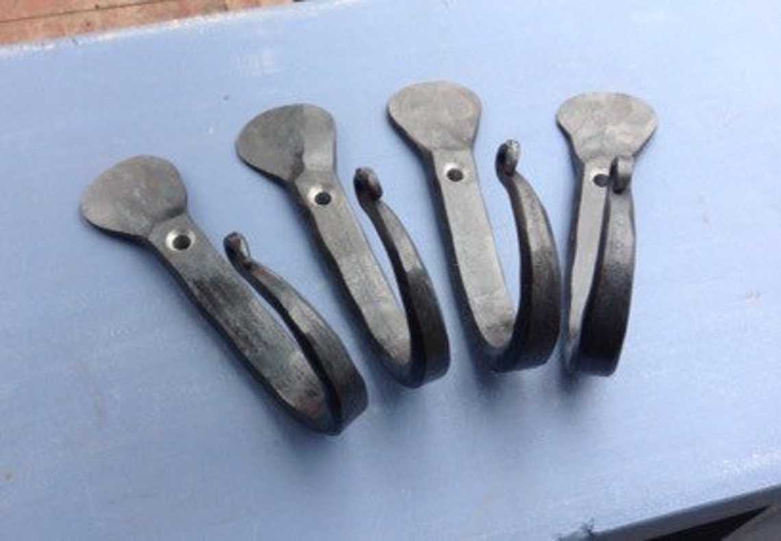 4 Hand Forged thumbprint Hooks Made by Blacksmith - Etsy