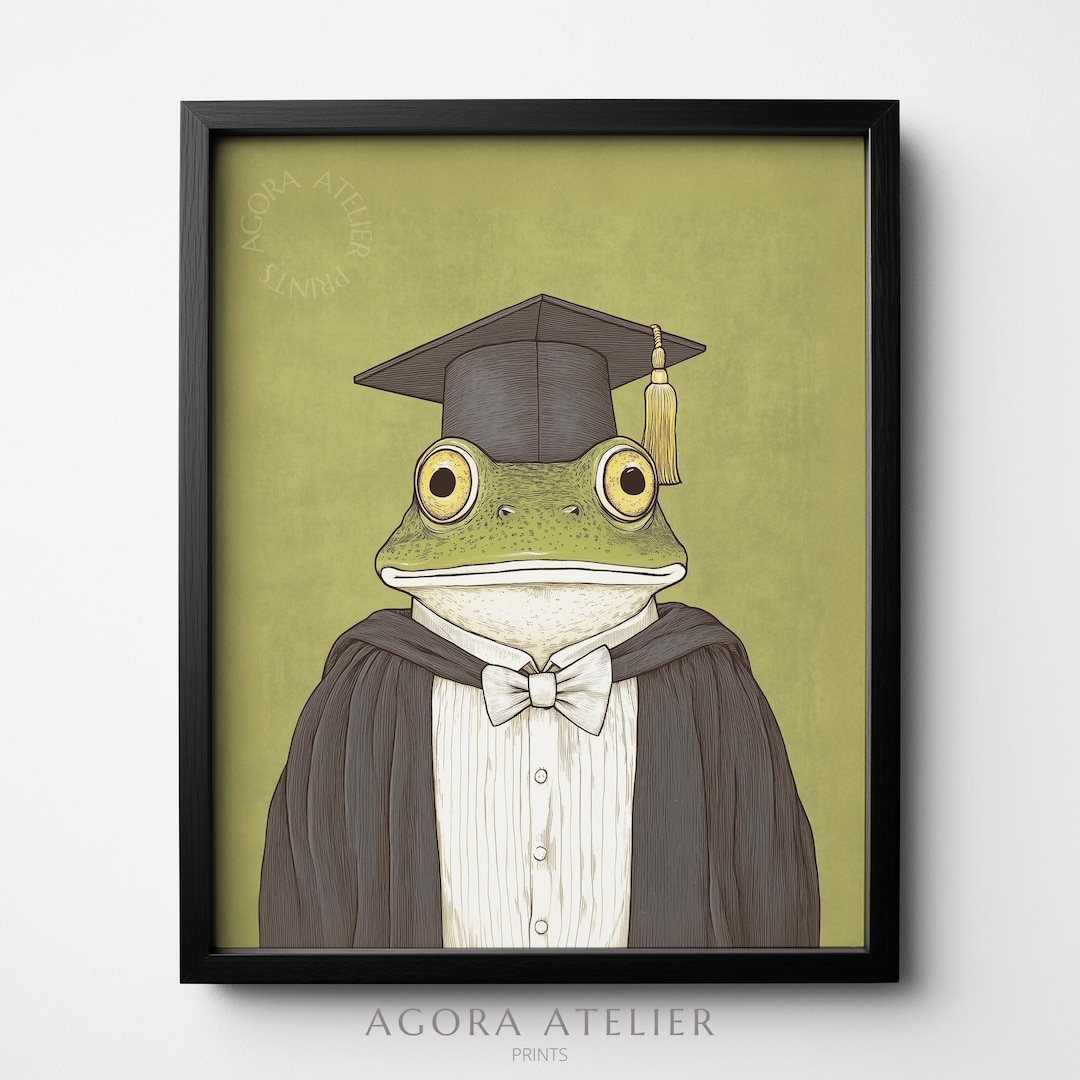 Funny Graduation Frog Wall Art Printable Meme Grad Gift Card College ...