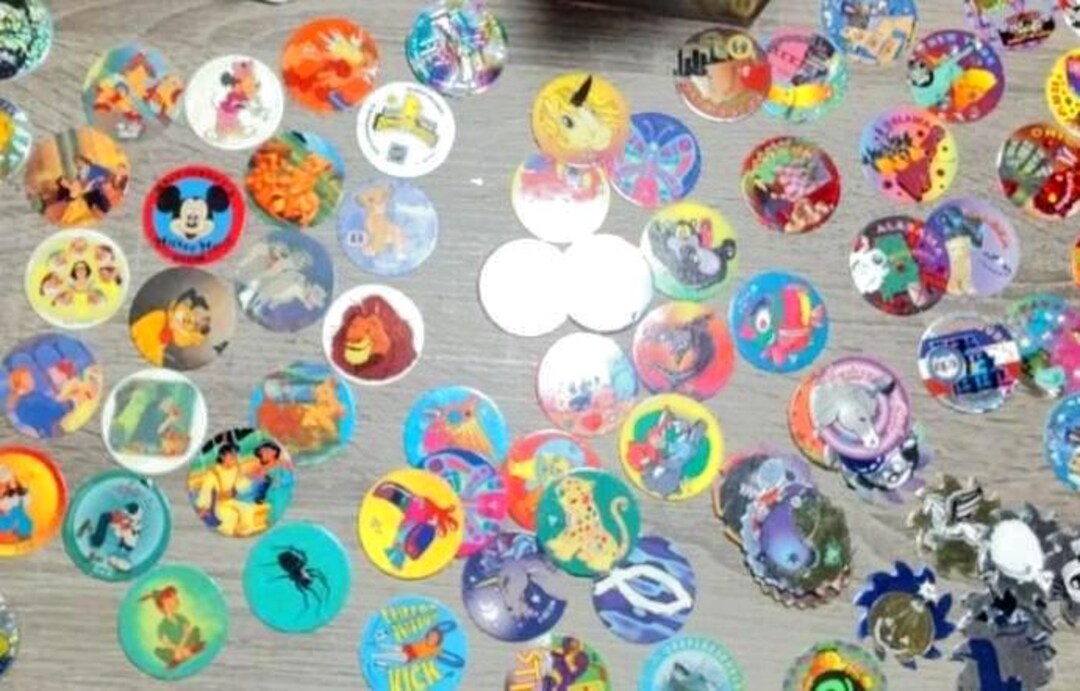 Vintage 1990 Pogs & Slammers Lot 120+ Mixed Designs Disney Holo Poison ...