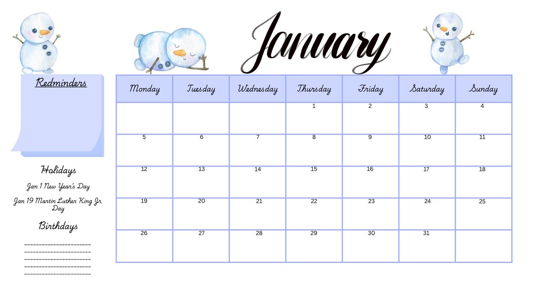 2026 Modern Calendar -watercolor Design (english Version) - Etsy