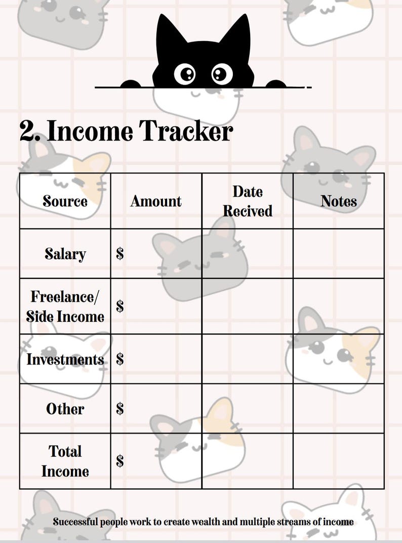 Monthly Cat Budget Planner - Etsy