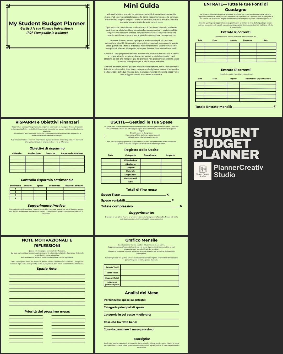 Student Budget Planner | Printable College Financial Planner (PDF ...