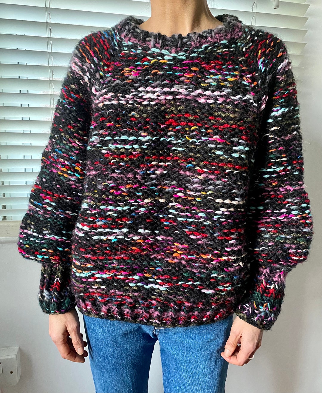 Chunky Hand Knitted Jumper Using Repurposed Yarn. Size S to M - Etsy UK