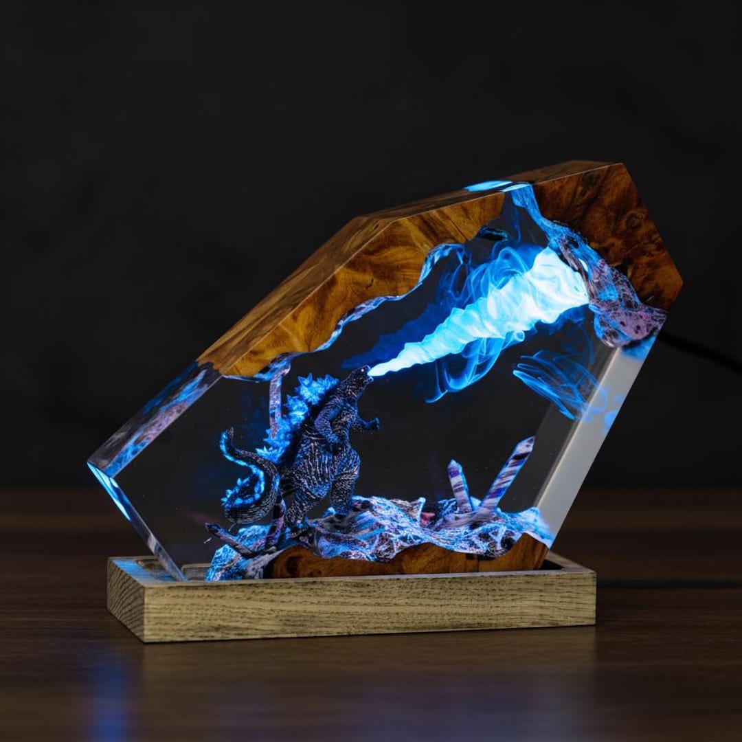 Handmade Godzilla Resin Lamp – Kaiju Movie Scene, LED Night Light - Etsy