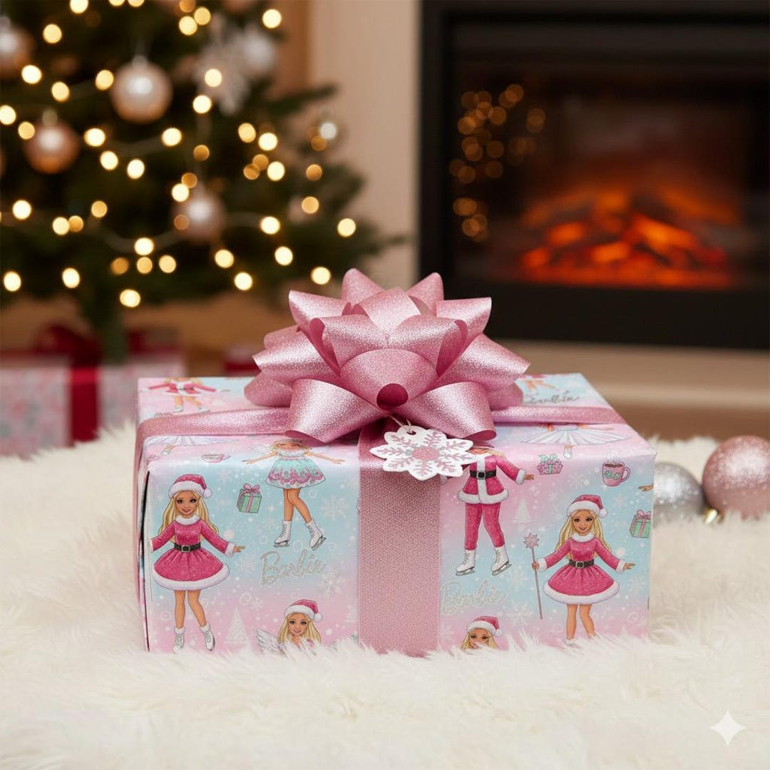 Barbie Holiday Dolls Wrapping Paper | Christmas Gift Wrap - Etsy