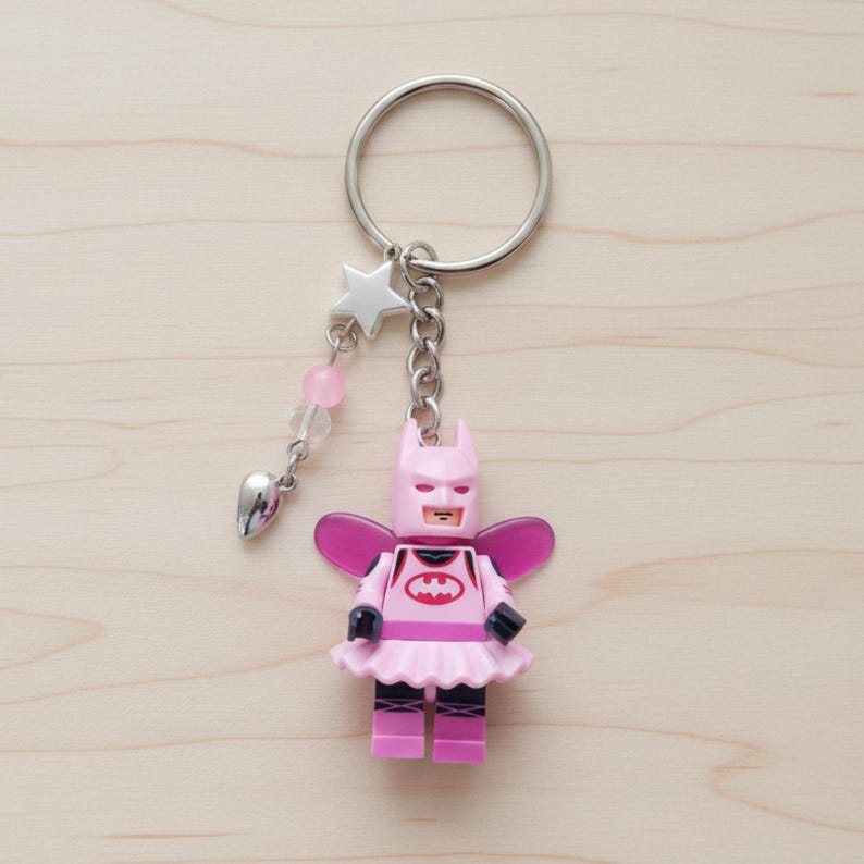 Couple Minifigure Keychain, Y2k Black Pink Bat Keychain, Cute Love Bag ...