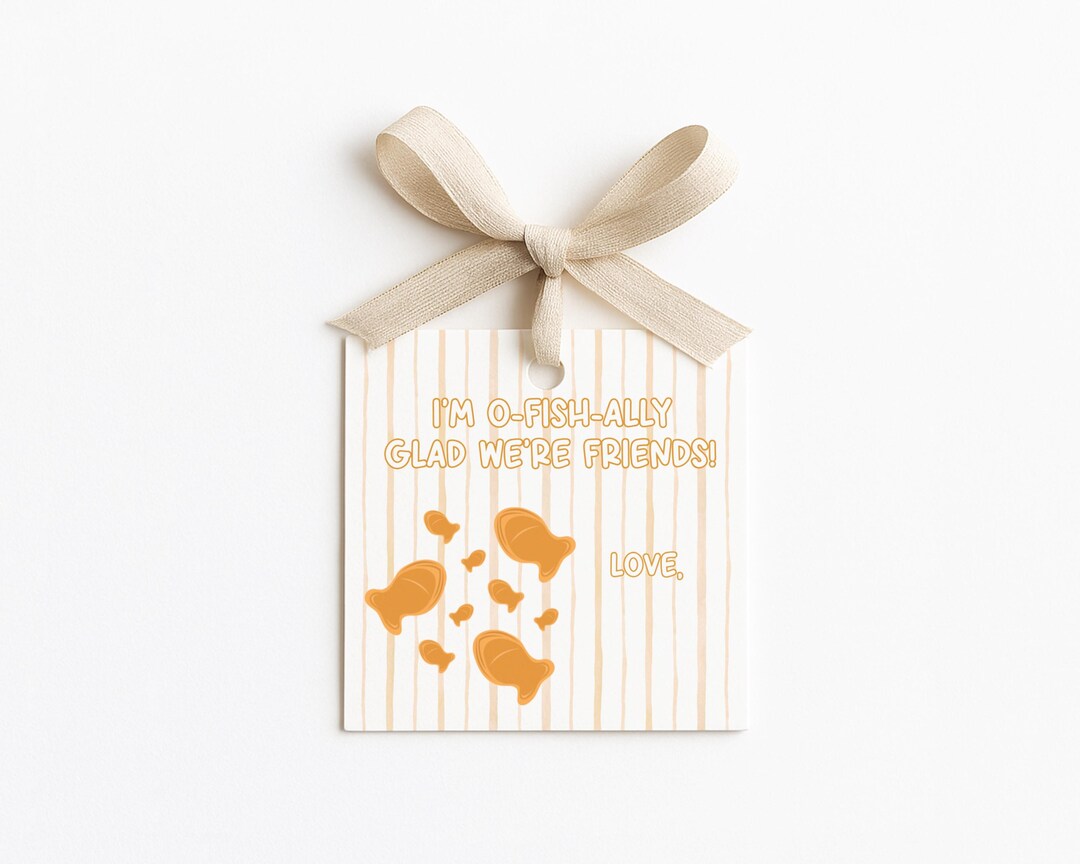 O-fish-ally Goldfish Valentine Gift Tag | Printable Valentine's Tag ...